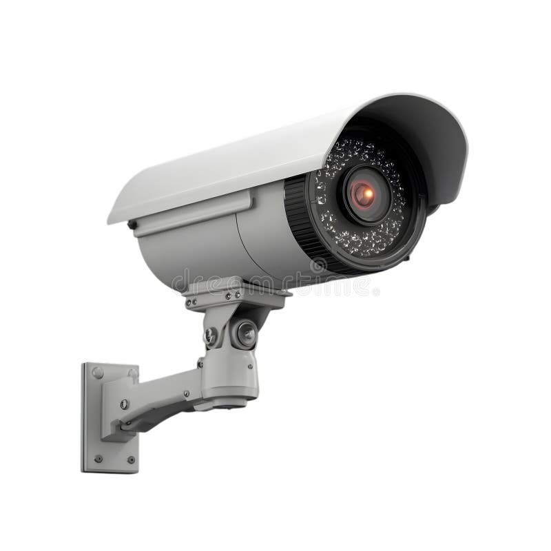 Security Camera with a Cylindrical Silver Housing Mounted on a Stock ...