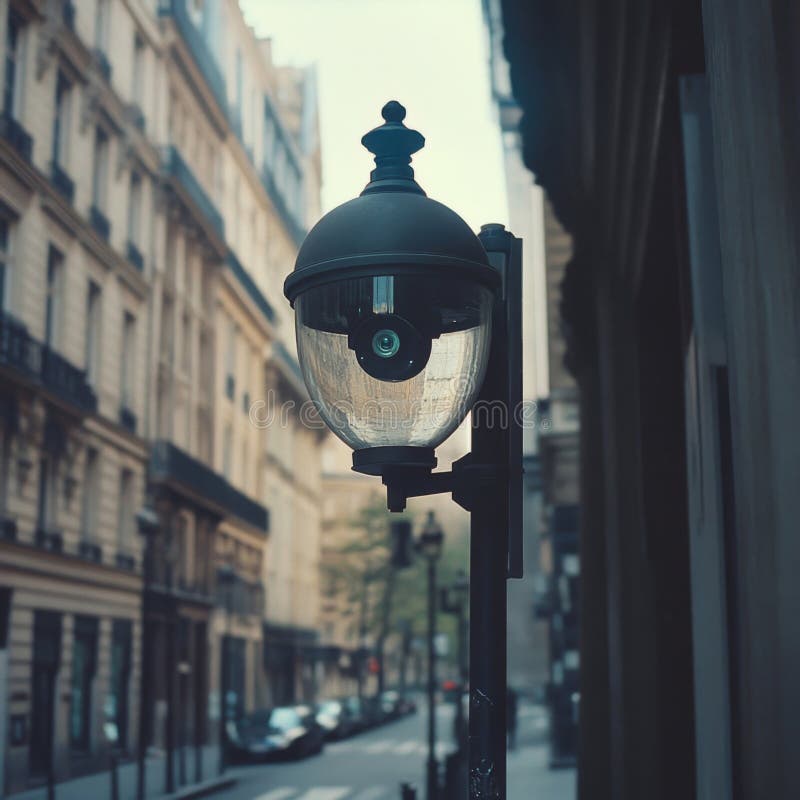 Security Camera Disguised As Streetlight in Paris Stock Illustration ...