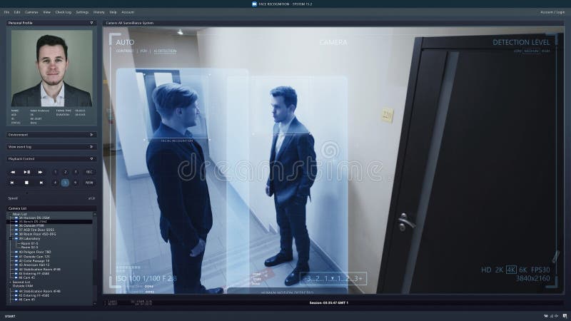 Security Camera with Facial Recognition Stock Photo - Image of office ...