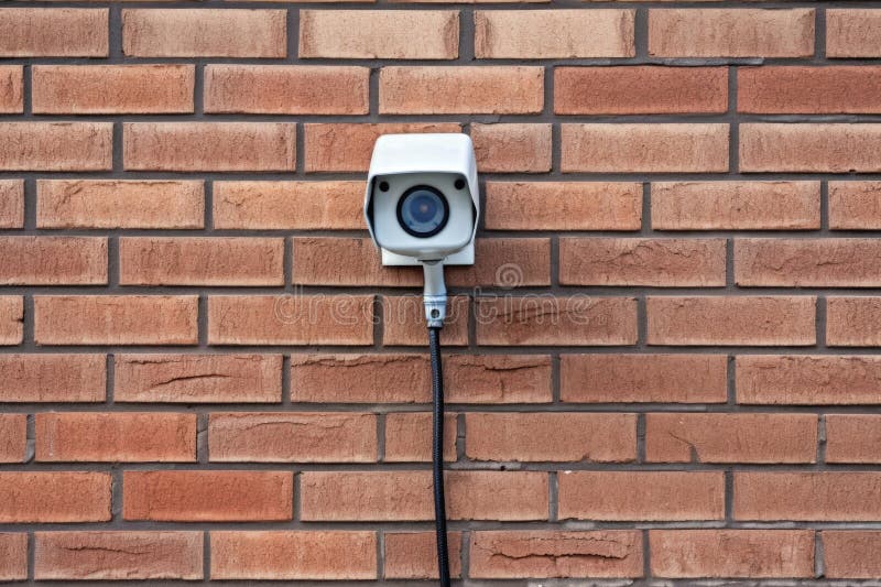 A Security Camera Fixed on a Brick Wall Stock Image - Image of ...