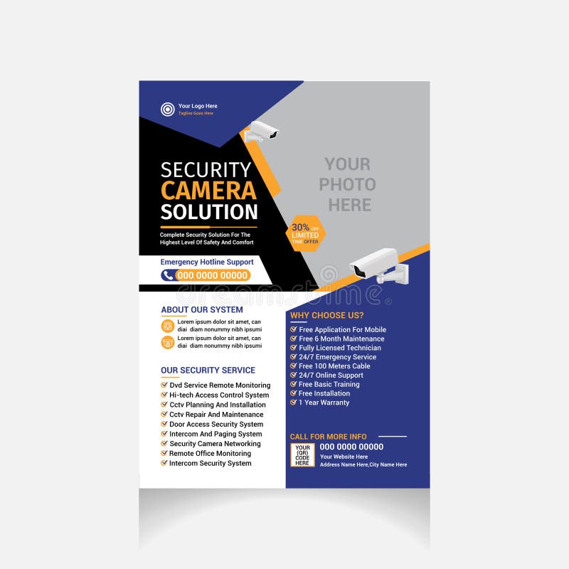 Security Camera Flyer Marketing Stock Vector - Illustration of white ...