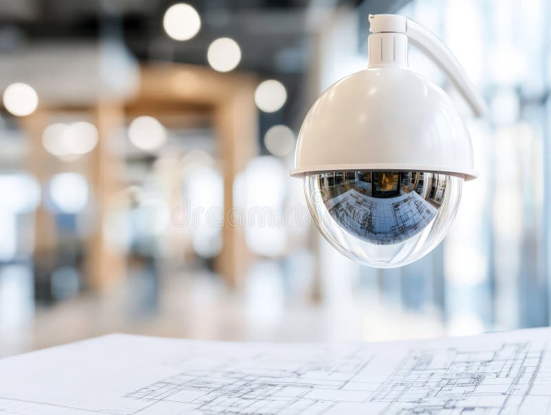 Security Camera in Focus with a Blurred Indoor Background Emphasizing ...