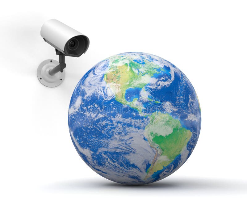 Security camera and globe stock illustration. Illustration of control ...