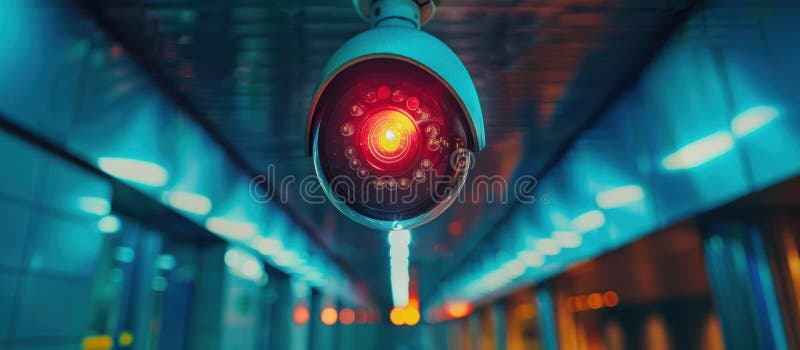 Security Camera Hanging from Building Ceiling Stock Image - Image of ...