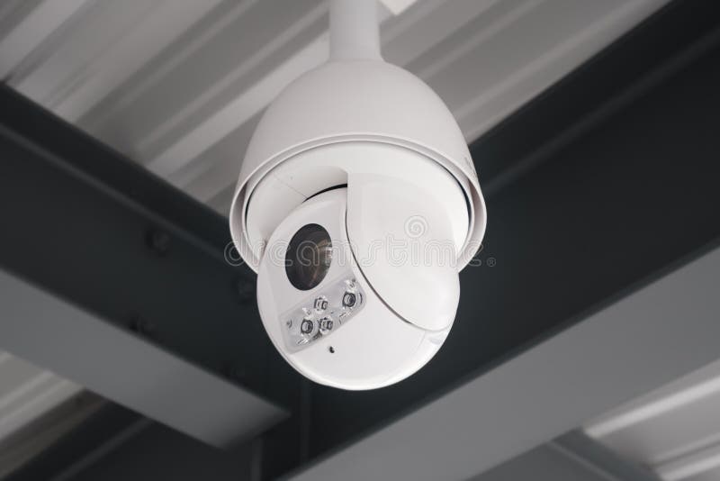 Security Camera Hanging on Ceiling - Cctv Camera Stock Photo - Image of ...