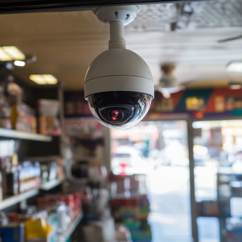 Security Camera Hanging from Ceiling in Store Stock Illustration ...