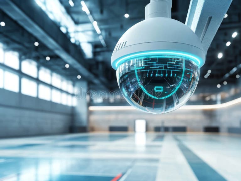 Security Camera Hanging in a Modern Indoor Space Stock Illustration ...