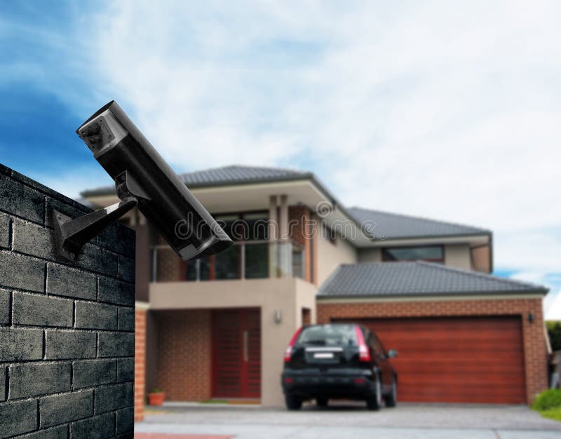 Security camera with house stock photo. Image of secure - 109047248