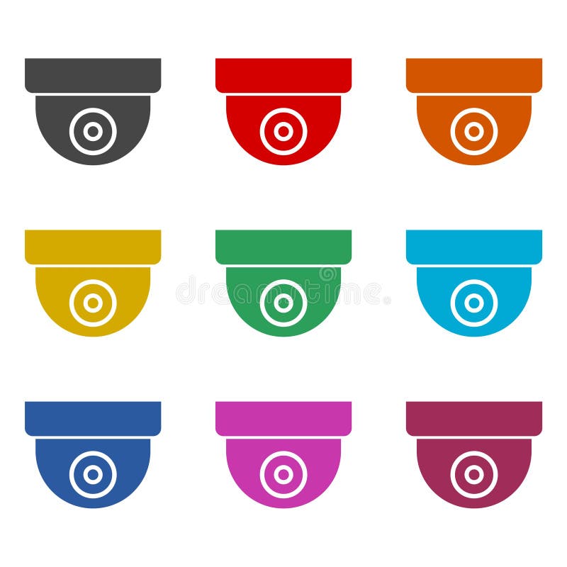 Security Camera Icon, Color Icons Set Stock Vector - Illustration of ...