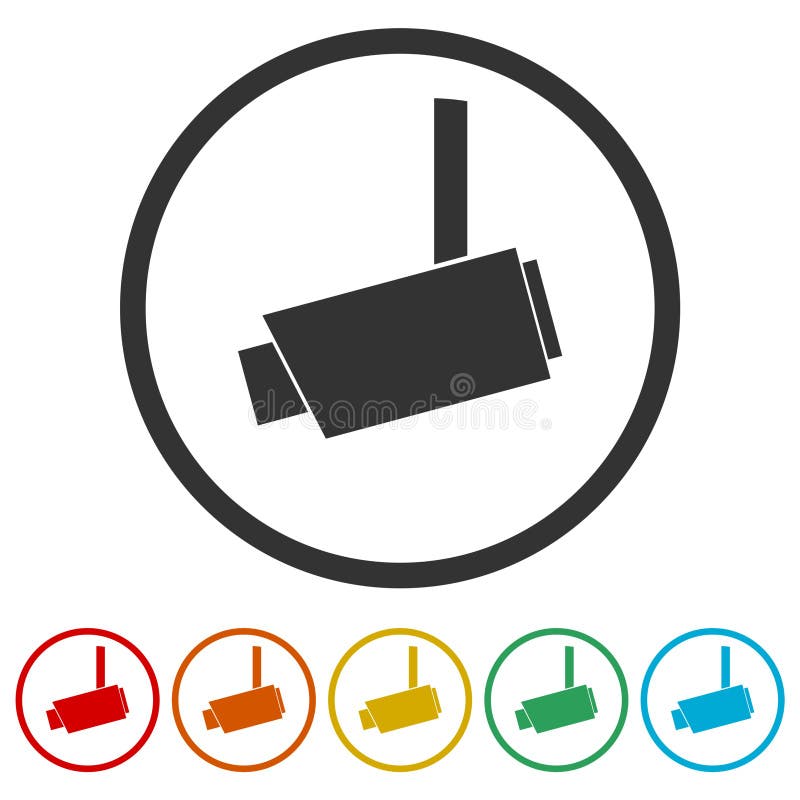 Security Camera Icon, 6 Colors Included Stock Vector - Illustration of ...