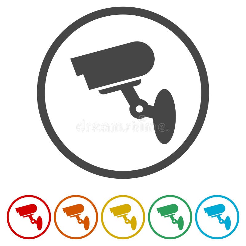 Security Camera Icon, 6 Colors Included Stock Vector - Illustration of ...