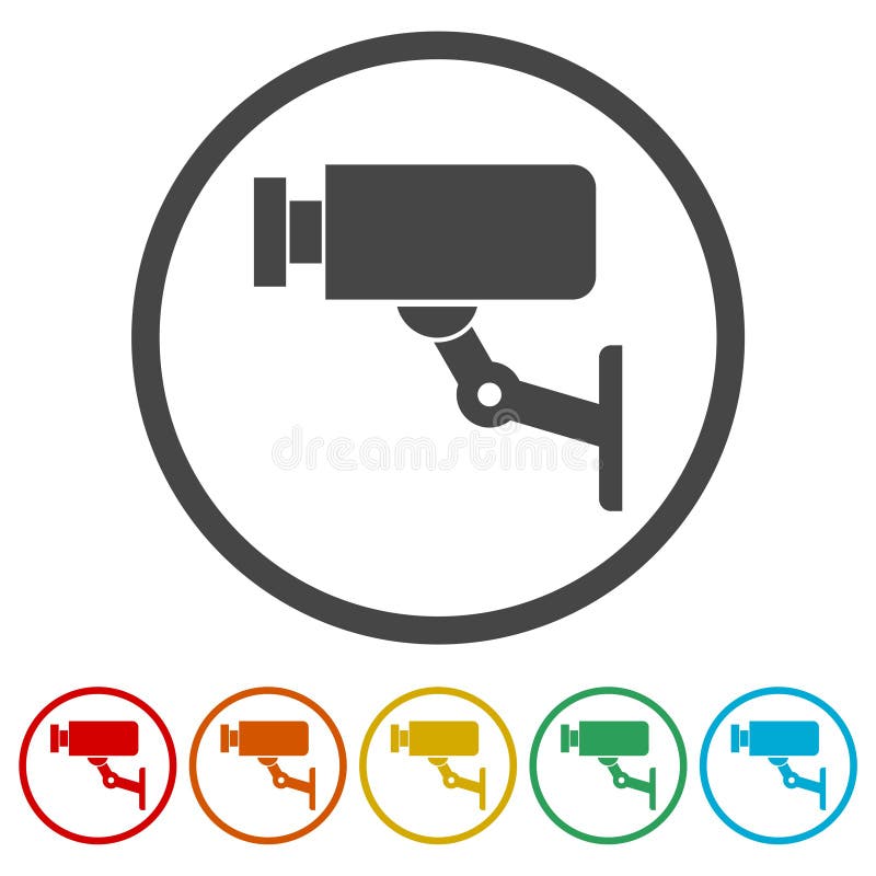 Security Camera Icon, 6 Colors Included Stock Vector - Illustration of ...
