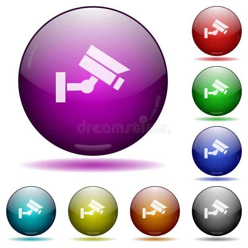Security Camera Icon in Glass Sphere Buttons Stock Vector ...