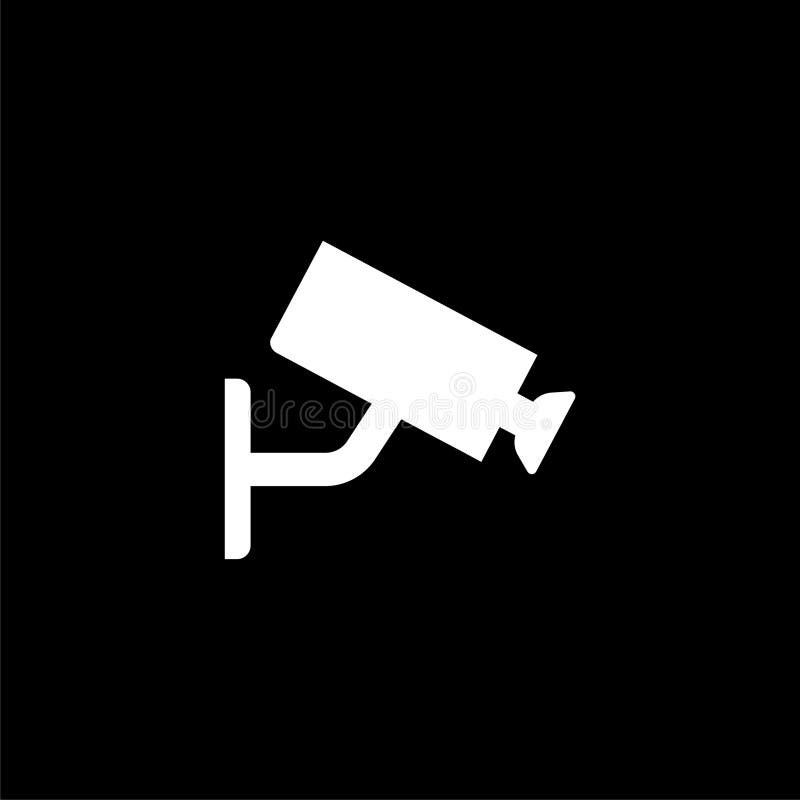 Security Camera Icon Isolated on Black Background Stock Illustration ...