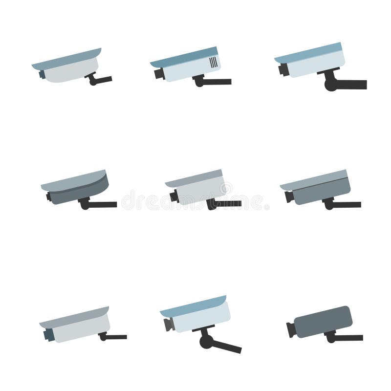 Security camera icon set stock vector. Illustration of icon - 238199931