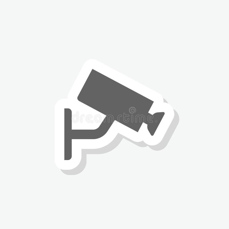 Security Camera Icon Sticker Isolated on Gray Background Stock ...