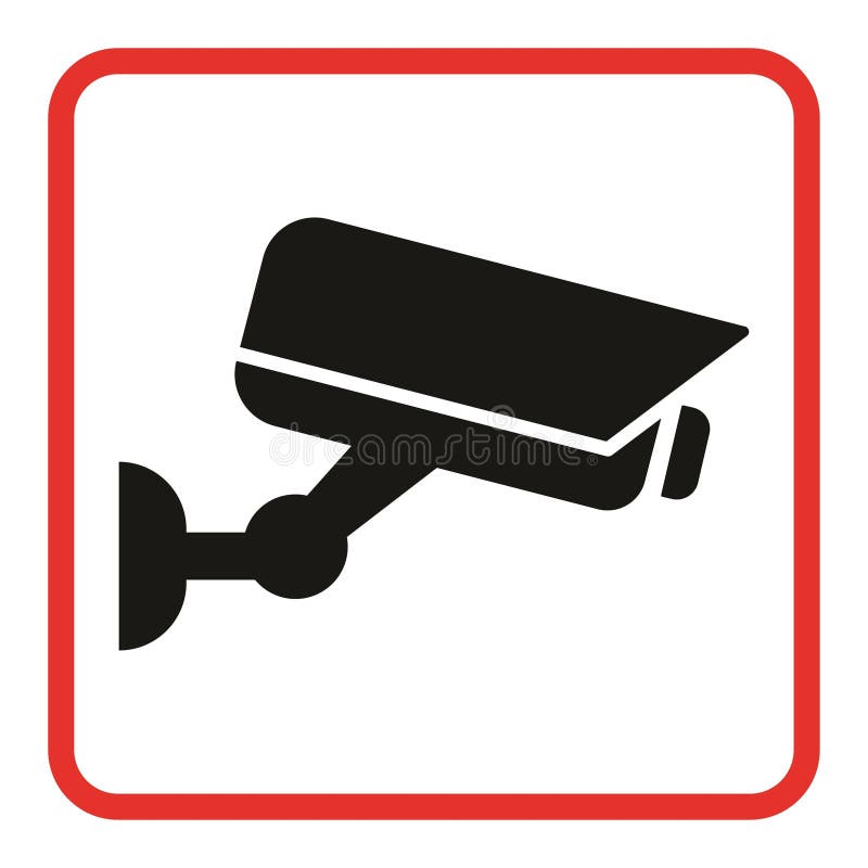 Security Camera Icon, Video Surveillance, Cctv Sign. Red Square ...