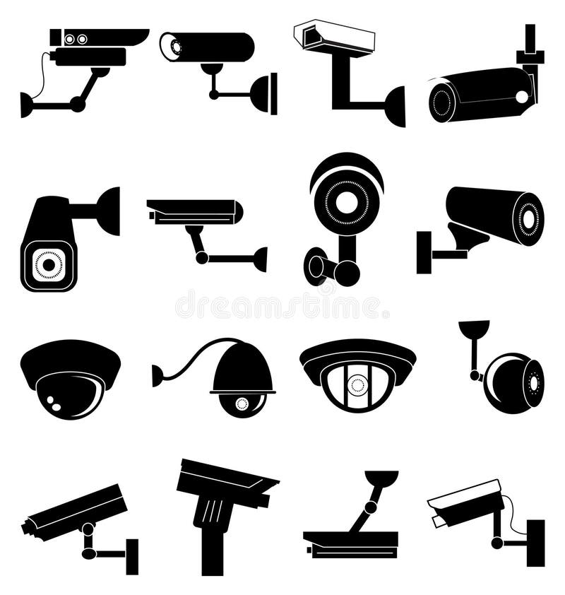 Security Surveillance Camera, CCTV Vector Icons Stock Vector ...