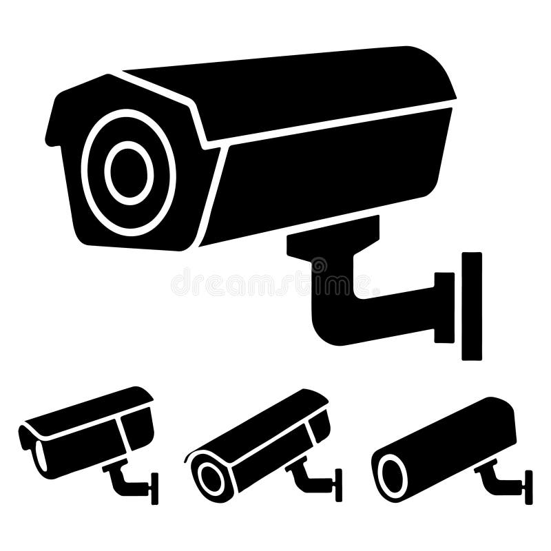 Security Camera Icons Set Black Vector Stock Illustration ...
