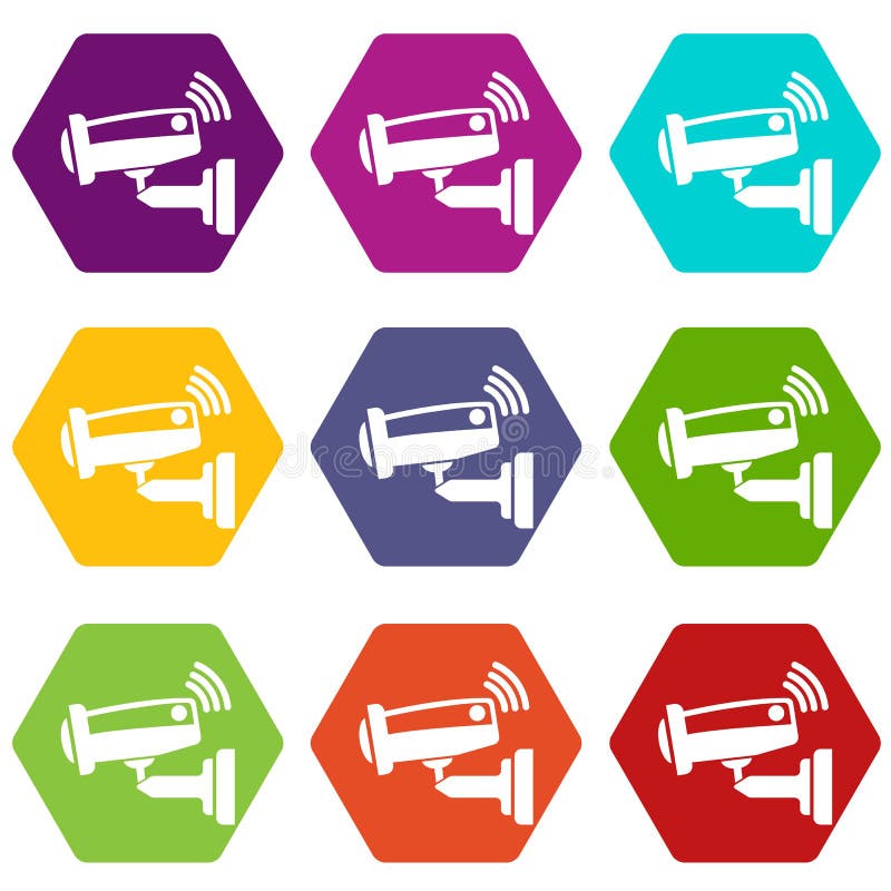 Security Camera Icons Set 9 Vector Stock Vector - Illustration of risk ...