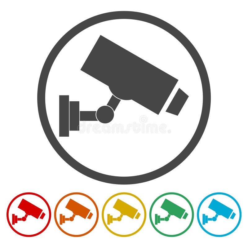 Security camera icons set stock vector. Illustration of closed - 98954773