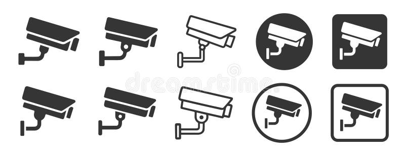 Security Camera Icons Set. Security Cameras in Use Symbol Icon. Fixed ...