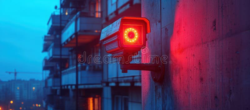 Security Camera with Infrared Light on the Side of a Building Extreme ...