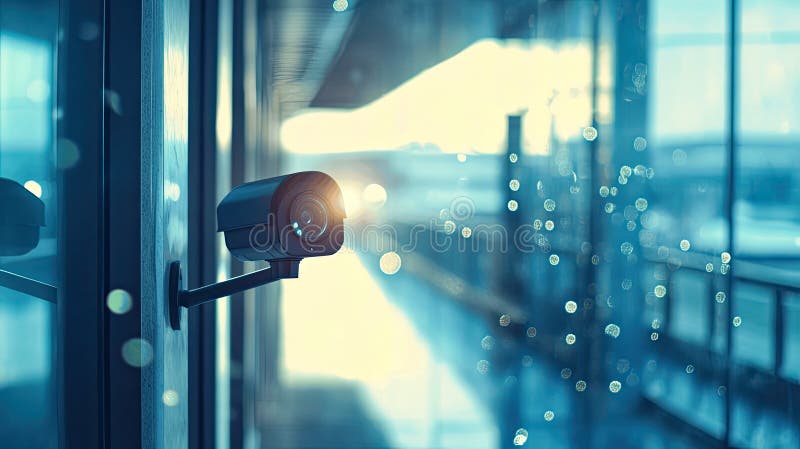 Security Camera Installed at a Busy Airport Terminal Capturing ...