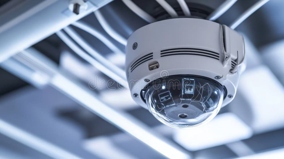 A Security Camera is Installed on the Ceiling of a Building, Providing ...