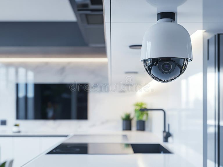 Security Camera Installed in Modern Kitchen Stock Illustration ...