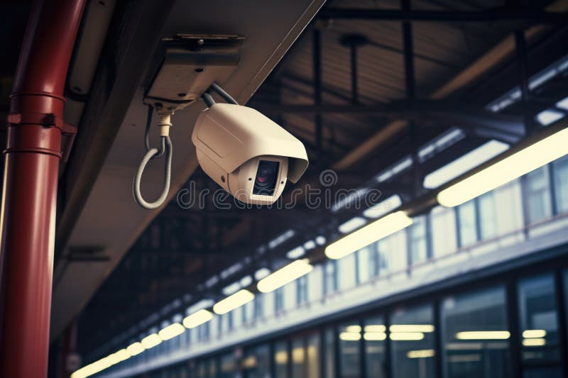 Security Camera Installed at a Train Station Stock Illustration ...