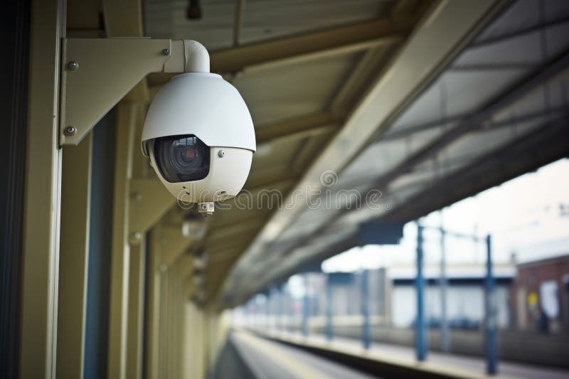 Security Camera Installed at a Train Station Stock Illustration ...