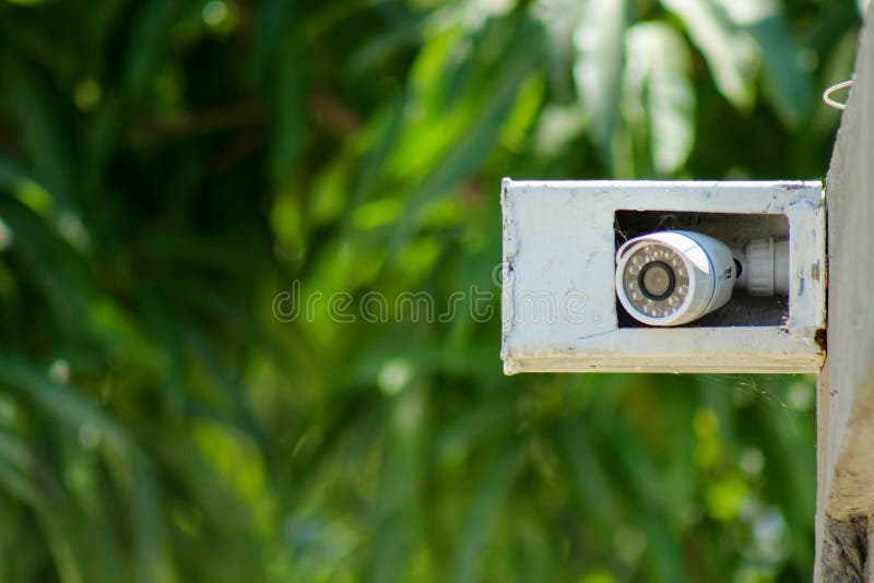 Security Camera, with Iron Box Protection Stock Photo - Image of metal ...