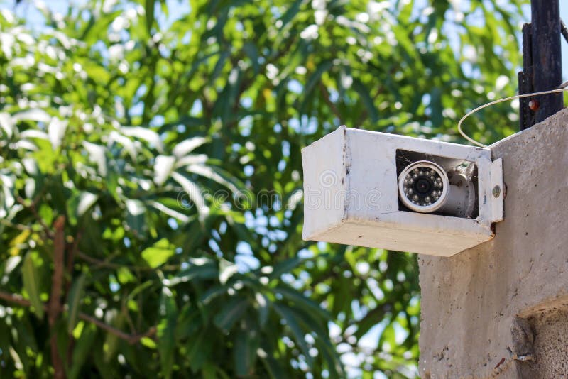 Security Camera, with Iron Box Protection Stock Image - Image of high ...
