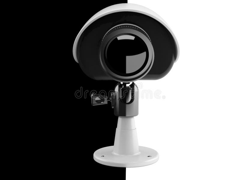 Security Camera Isolated on Black and White Stock Illustration ...