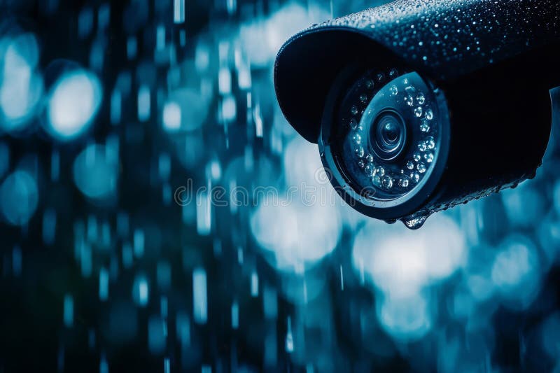 Security Camera Lens with Rain Droplets Stock Illustration ...