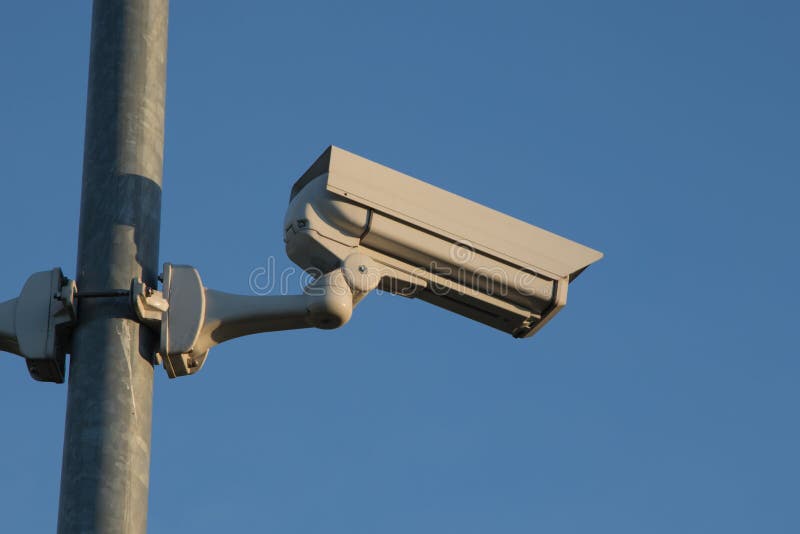 Lamppost with Security Camera Stock Photo - Image of shooting, iron ...