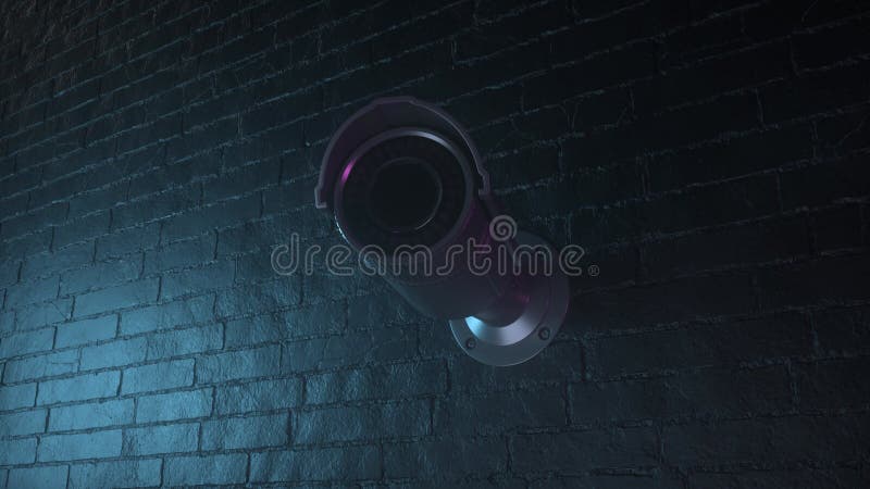 Modern Security Camera with AI Recognition Installed on the Wall ...