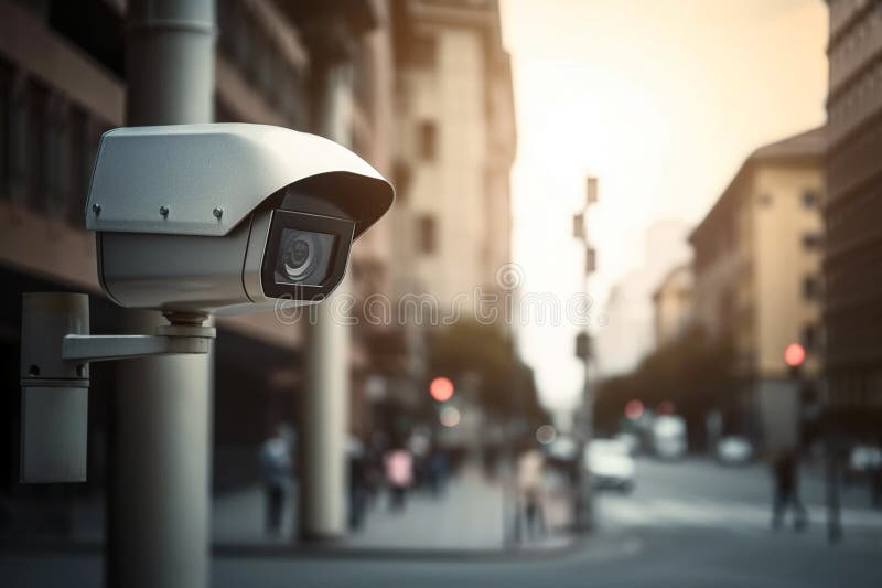 Security Camera on Modern Building. Professional Surveillance Cameras ...