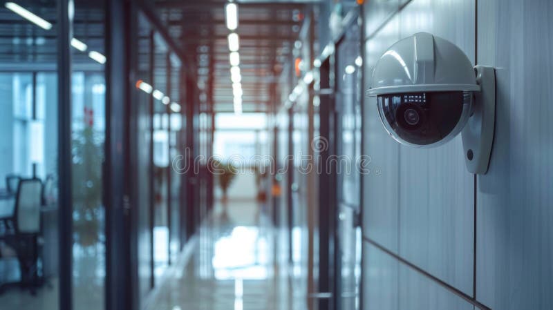 Security Camera in a Modern Office Corridor Stock Photo - Image of ...