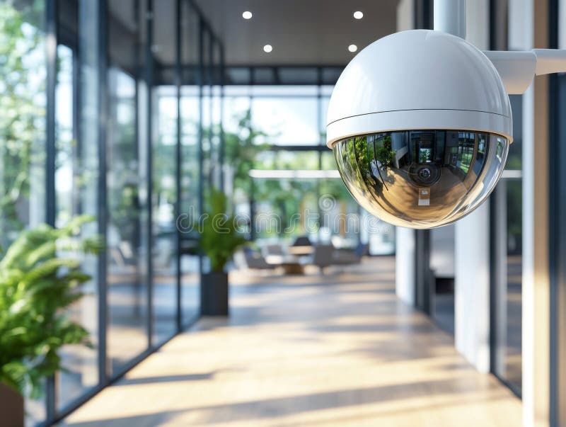 Security Camera in Modern Office Lobby Stock Illustration ...