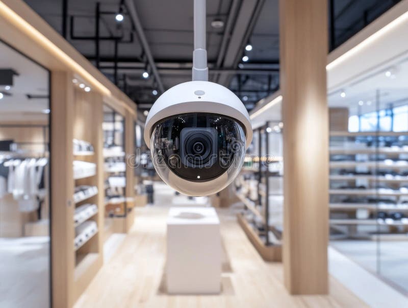 Security Camera in Modern Retail Store Stock Illustration ...
