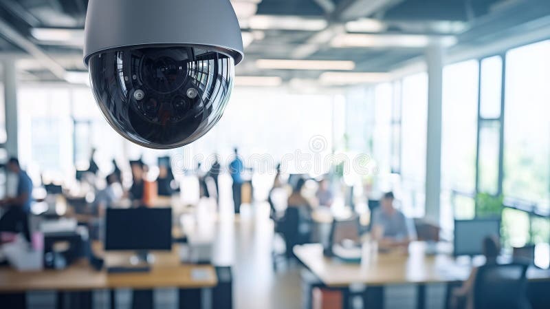 Security Camera Monitoring Busy Office Workers in Open Space Office ...