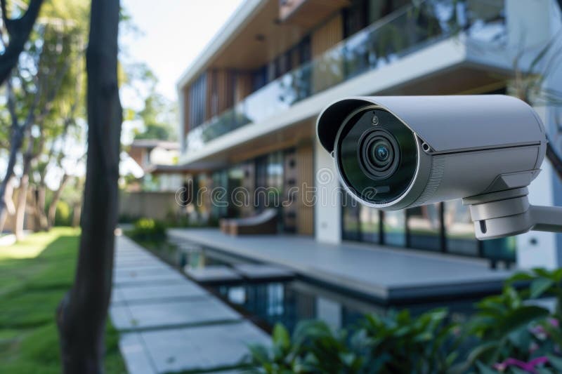 Security Camera Monitoring Modern House with Swimming Pool Stock Photo ... Security Camera Monitoring Modern House with Swimming Pool Stock Photo ...