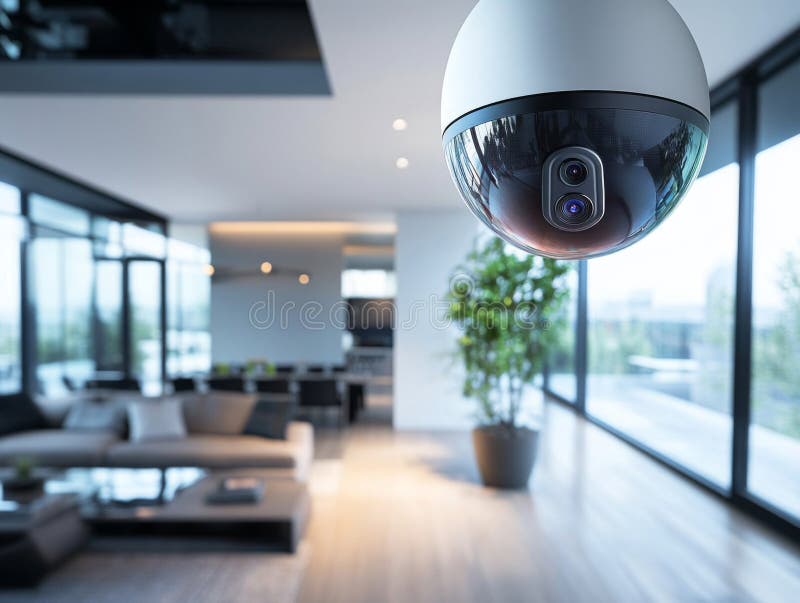 Security Camera Monitoring Modern Living Room Interior Stock ...