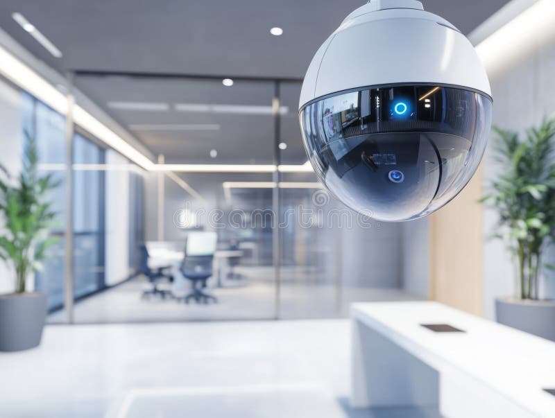 Security Camera Monitoring Modern Office Interior Stock Illustration ...