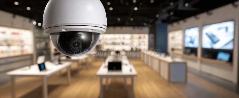 The Security Camera Monitoring a Modern Retail Technology Store ...