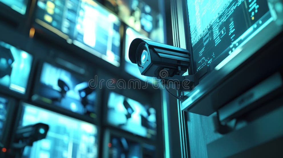 Security Camera Monitoring Multiple Screens in a Control Room Stock ...