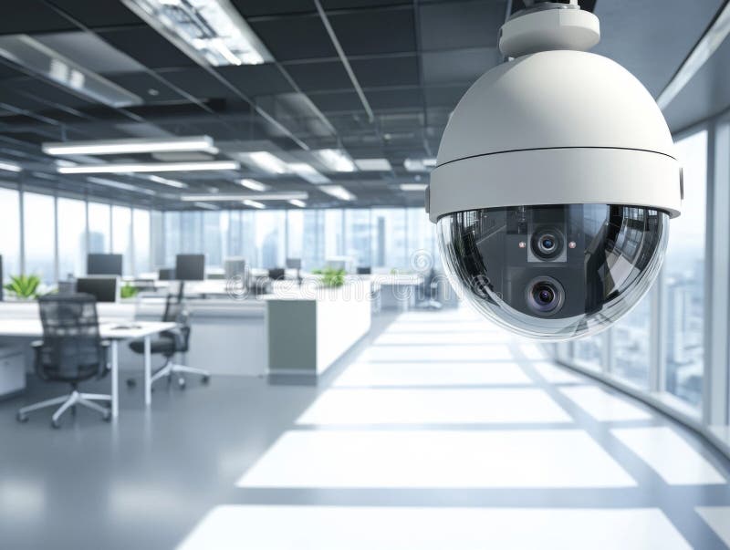 Security Camera Monitoring an Office Interior Stock Illustration ...