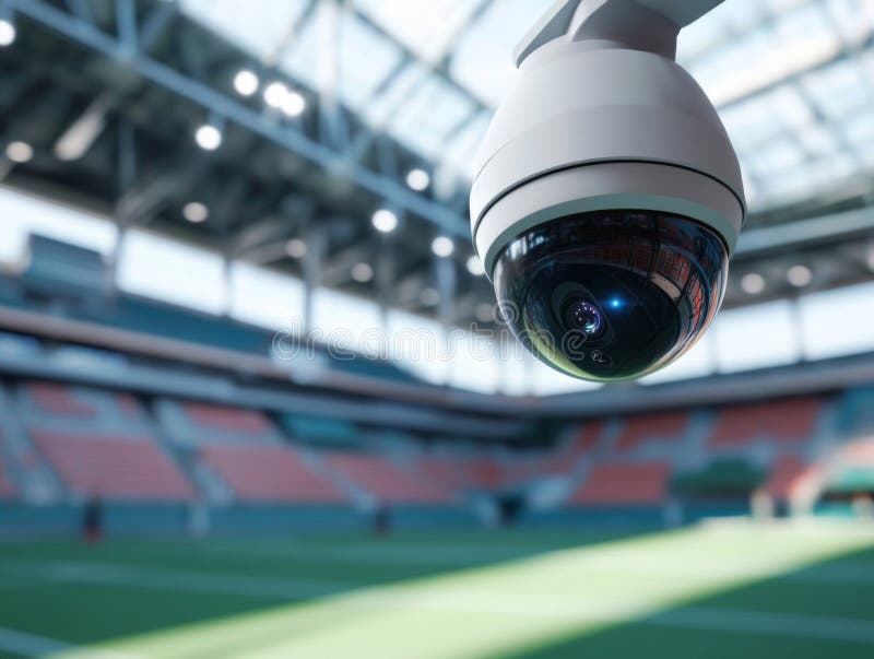 Security Camera Monitoring a Stadium Field Stock Illustration ...